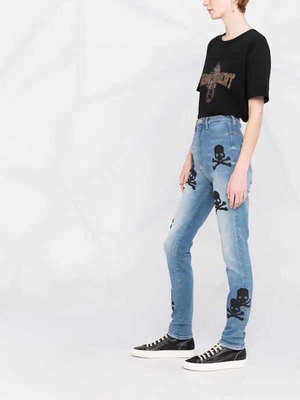 Philipp Plein Skull-patches Skinny Jeans - Blue