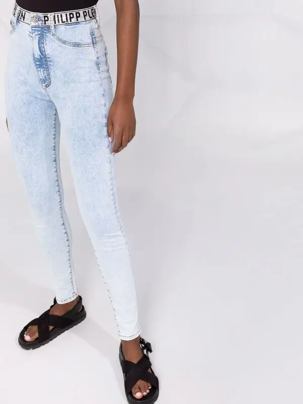Philipp Plein High-waist Denim Jeggings - Blue