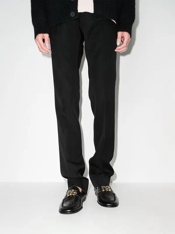Dolce & Gabbana Dg-plaque Leather Loafers - Black