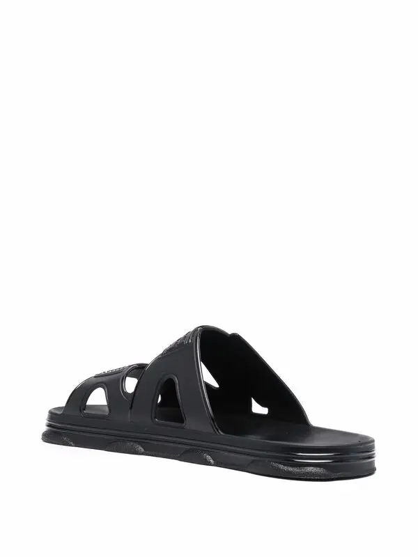 Gcds Logo-strap Sandals - Black