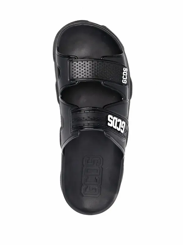 Gcds Logo-strap Sandals - Black