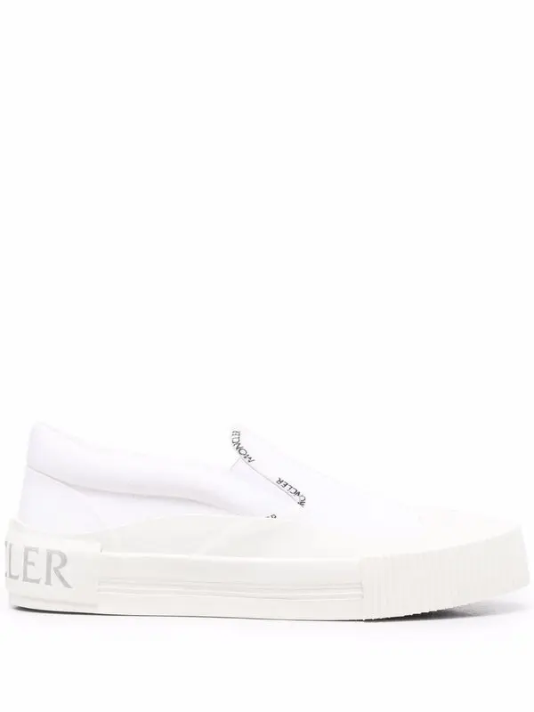 Moncler Logo Trimmed Slip-on Sneakers - White