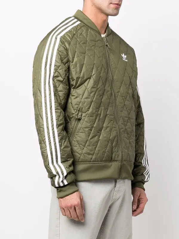 Adidas Ignature 3-Tripe Quilted Track Jacket - Green | Editorialist