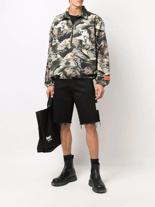 Heron Preston Logo-tape Camouflage Windbreaker Jacket