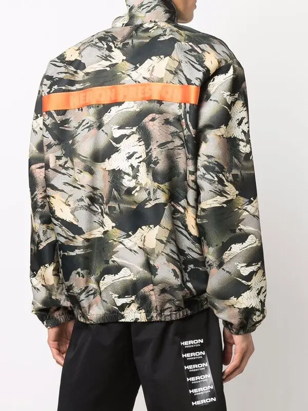 Heron Preston Logo-tape Camouflage Windbreaker Jacket