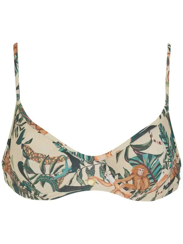 LYGIA & NANNY Cassis Leaf-print Bikini Top - Neutrals