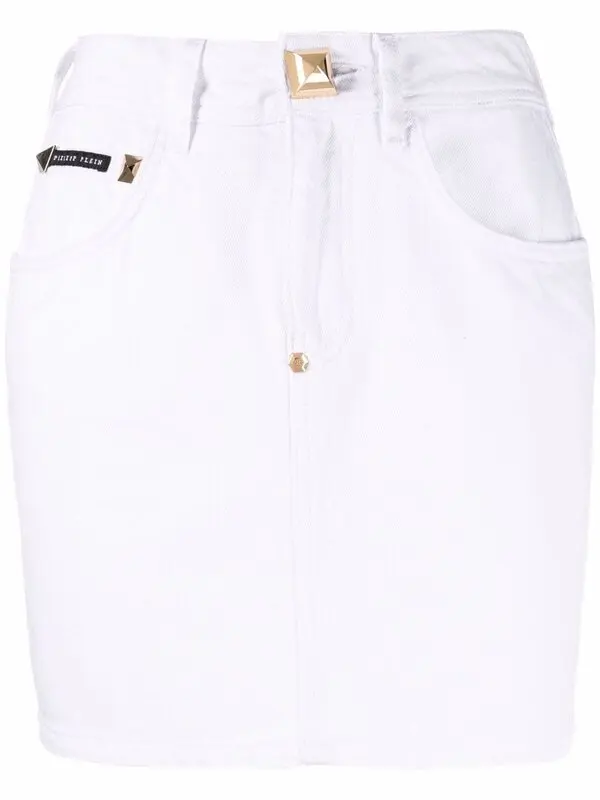 Philipp Plein Denim Mini Skirt - White