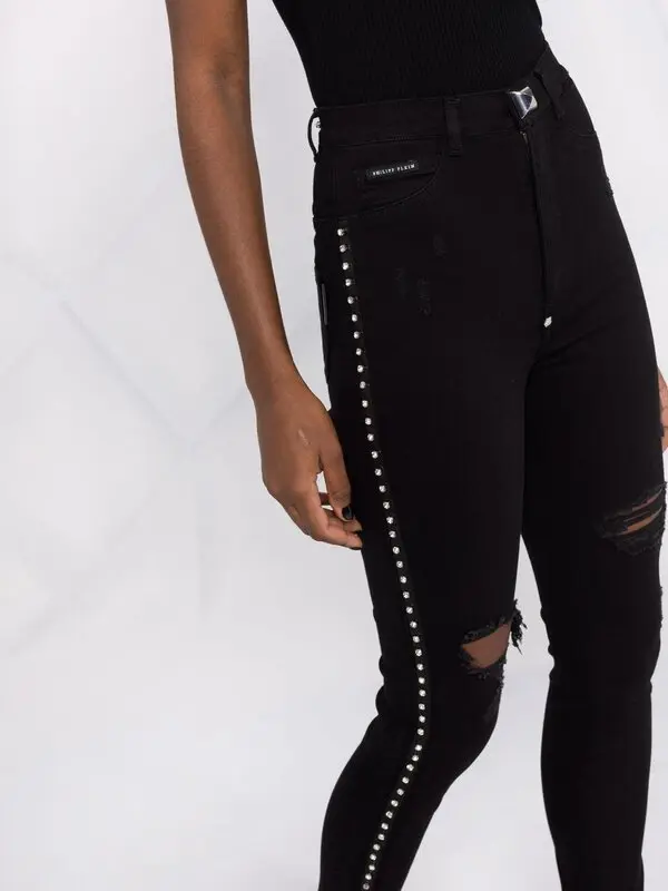 Philipp Plein Crystal-embellished Jeggings - Black