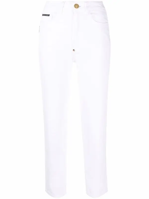 Philipp Plein Boyfriend Cropped Jeans - White