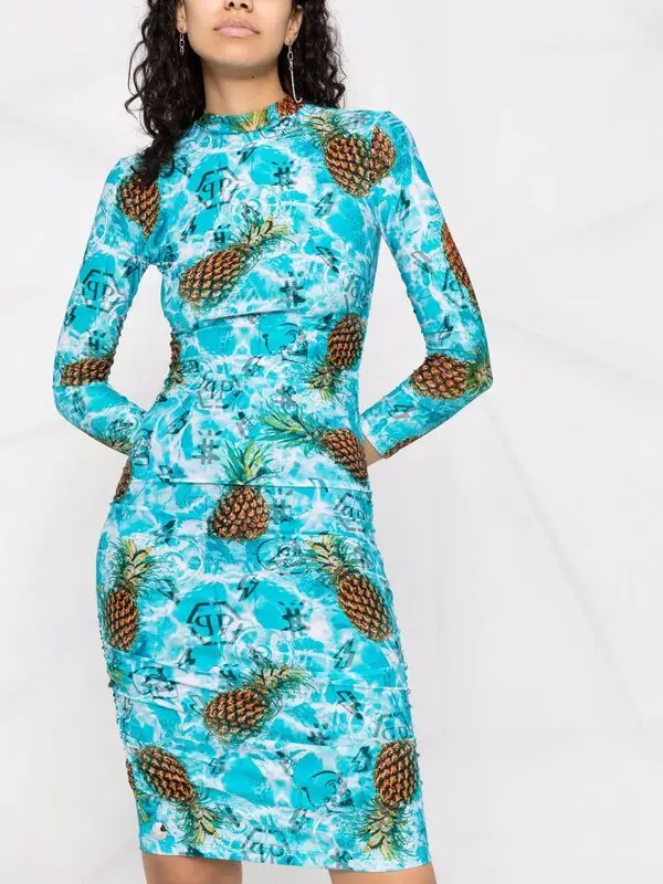 Philipp Plein Pineapple Skies Printed Mini Dress
