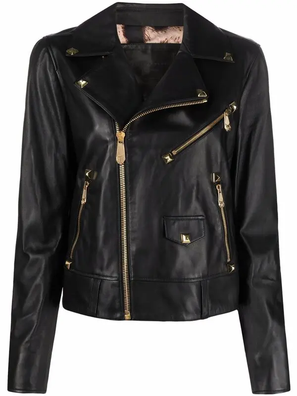 Philipp Plein Studded Biker Jacket - Black