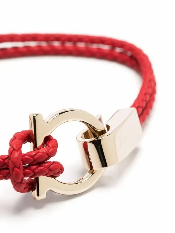 FERRAGAMO Braided Leather Bracelet
