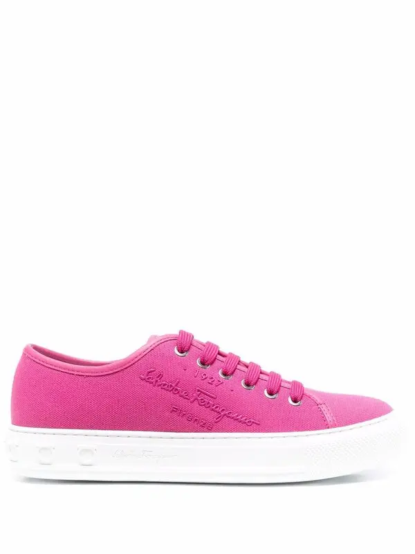 FERRAGAMO Logo-embossed Low-top Sneakers - Pink