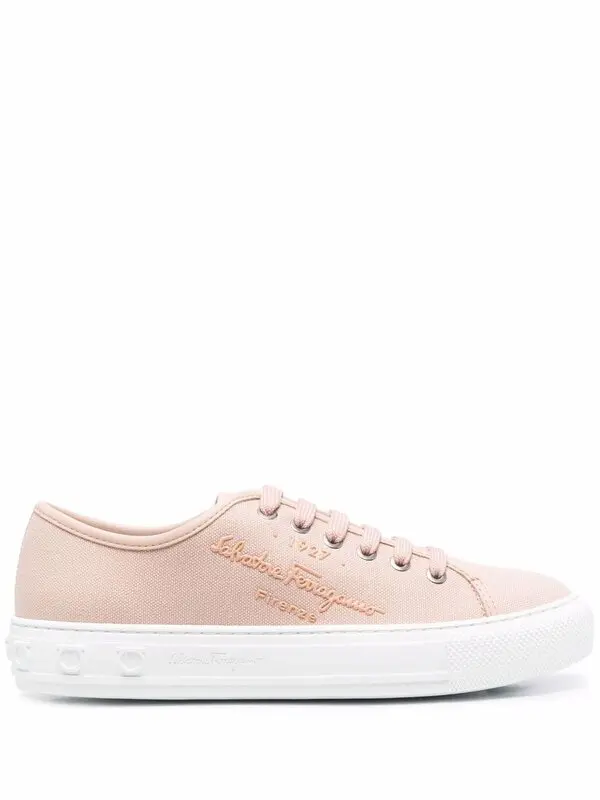 FERRAGAMO Logo-embossed Low-top Sneakers - Pink