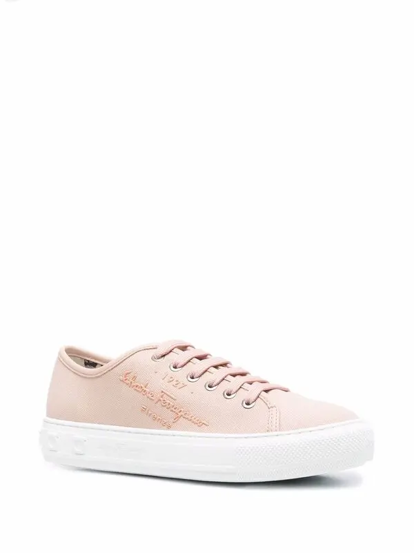 FERRAGAMO Logo-embossed Low-top Sneakers - Pink