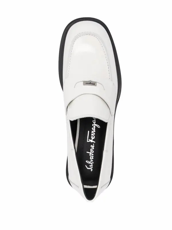 FERRAGAMO Nyx 30 Patent Leather Loafers - White