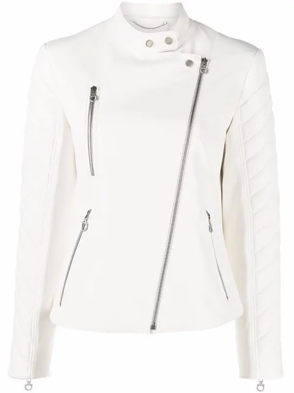 FERRAGAMO Biker Leather Jacket - White