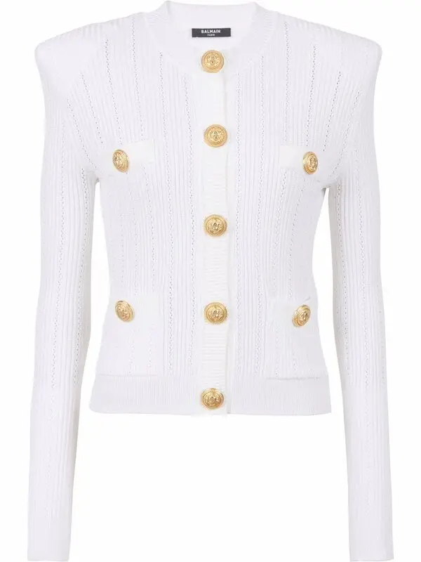Balmain Fine-knit Button-down Cardigan - White