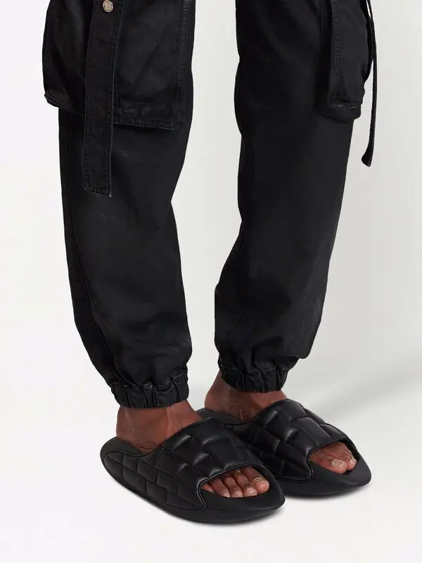 Balmain Quilted Leather Sandals