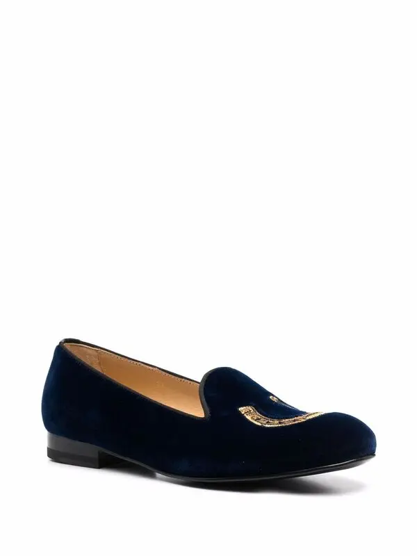 SCAROSSO Myrtle Embroidered Velvet Loafers