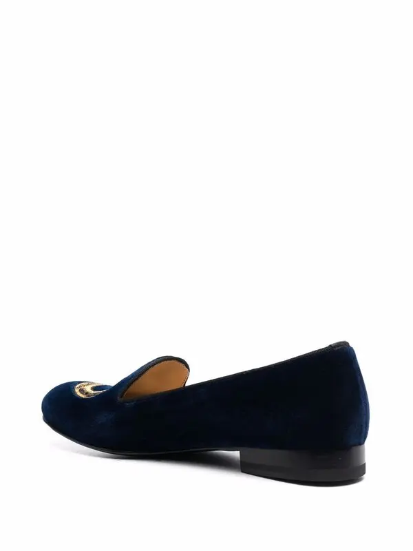 SCAROSSO Myrtle Embroidered Velvet Loafers