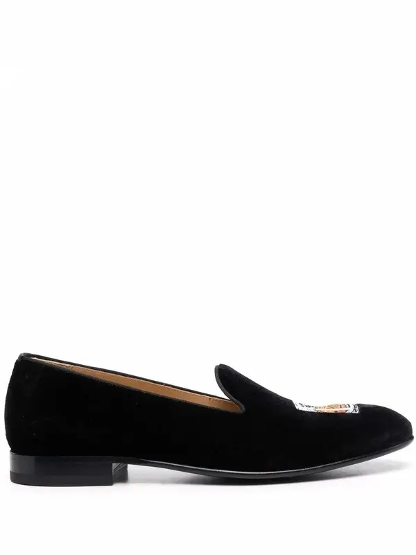 SCAROSSO Tom Embroidered Velvet Slippers