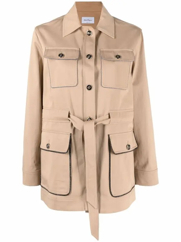FERRAGAMO Pocket-detail Belted Jacket