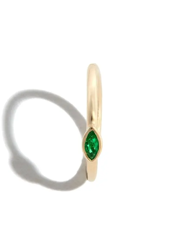 Jacquie Aiche 14kt Yellow Marquise Emerald Single Hoop Earring - Gold