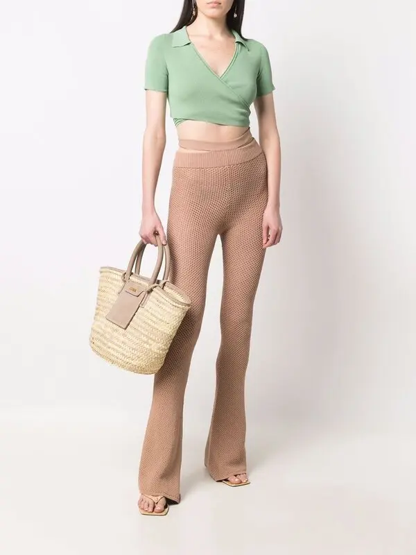 ANDREĀDAMO Perforated Knit Flared Trousers