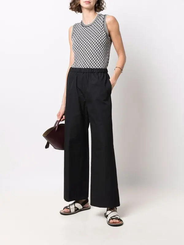 Aspesi Poplin Wide-leg Trousers - Black