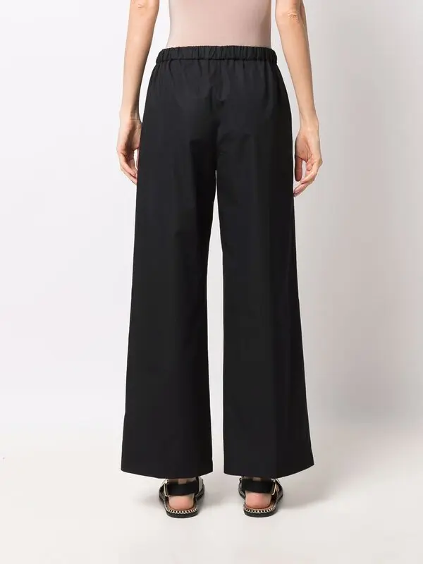 Aspesi Poplin Wide-leg Trousers - Black