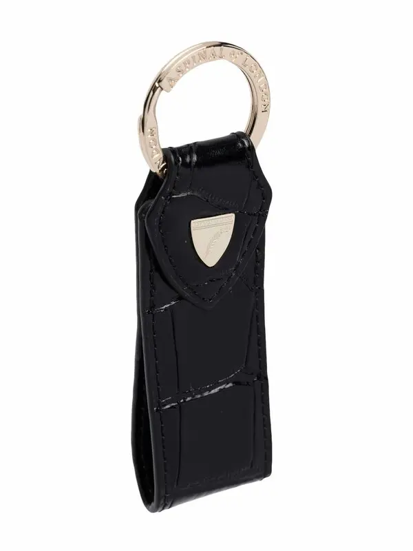 ASPINAL OF LONDON Crocodile-effect Loop Keyring - Black