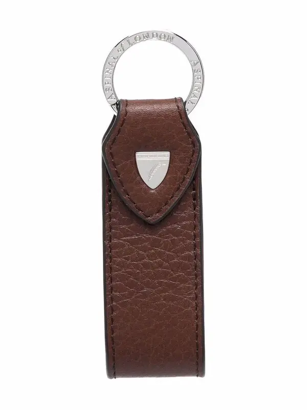 ASPINAL OF LONDON Pebbled-effect Loop Keyring - Brown