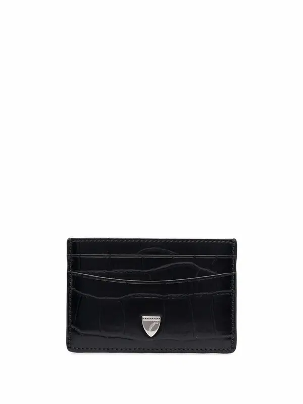 ASPINAL OF LONDON Croc-effect Card Holder - Black
