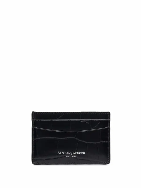 ASPINAL OF LONDON Croc-effect Card Holder - Black