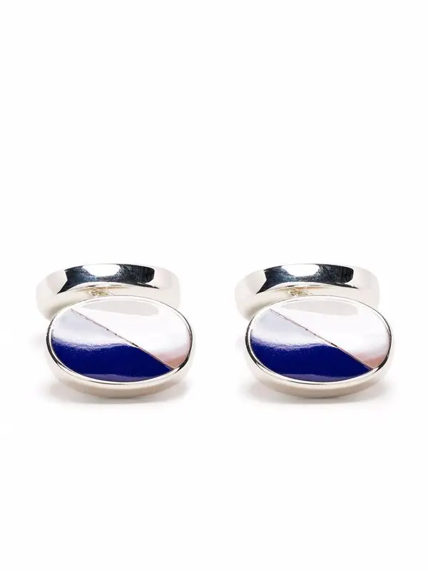 ASPINAL OF LONDON Oval Bicolour Cufflinks - Blue
