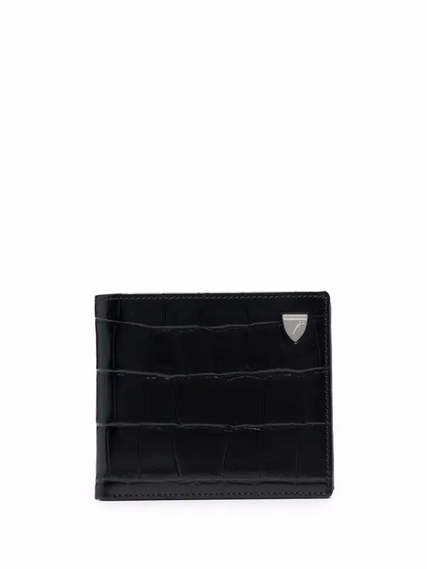 ASPINAL OF LONDON Croc-effect Bi-fold Wallet - Black