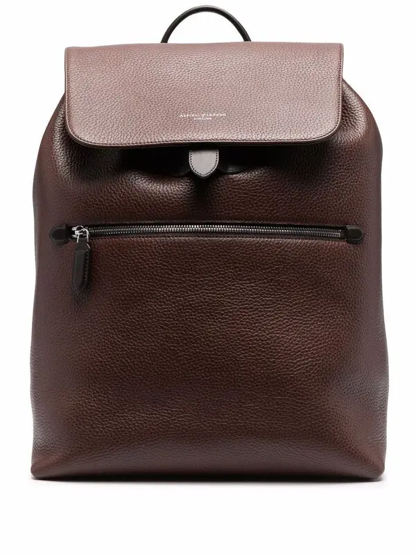 ASPINAL OF LONDON Grained-effect Reporter Backpack - Brown