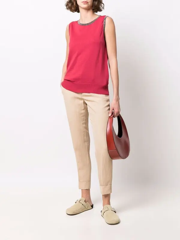 Fabiana Filippi Embellished Fine-knit Tank Top