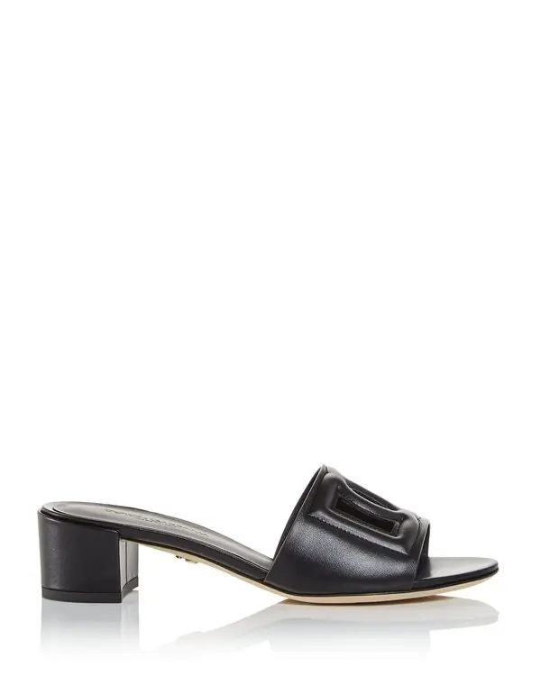 Dolce & Gabbana Block Heel Slide Sandals - Black