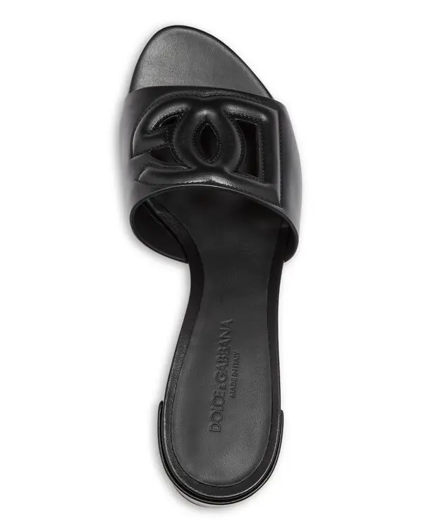 Dolce & Gabbana Block Heel Slide Sandals - Black