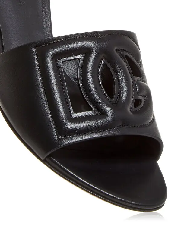 Dolce & Gabbana Block Heel Slide Sandals - Black