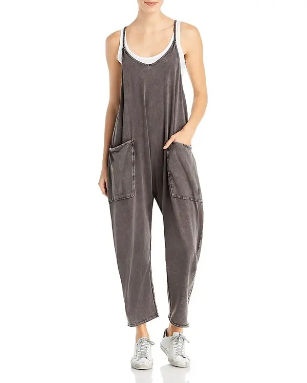 Free People Hot Shot Jumpsuit - Washed Black