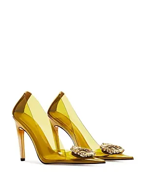 Good American Cindy Jeweled Pointed Toe Pumps