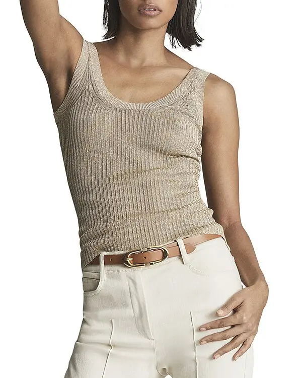REISS Imogen Metallic Sleeveless Top