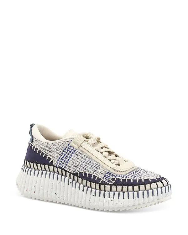 Chloé Nama Woven Platform Sneakers - Cosmic Blue