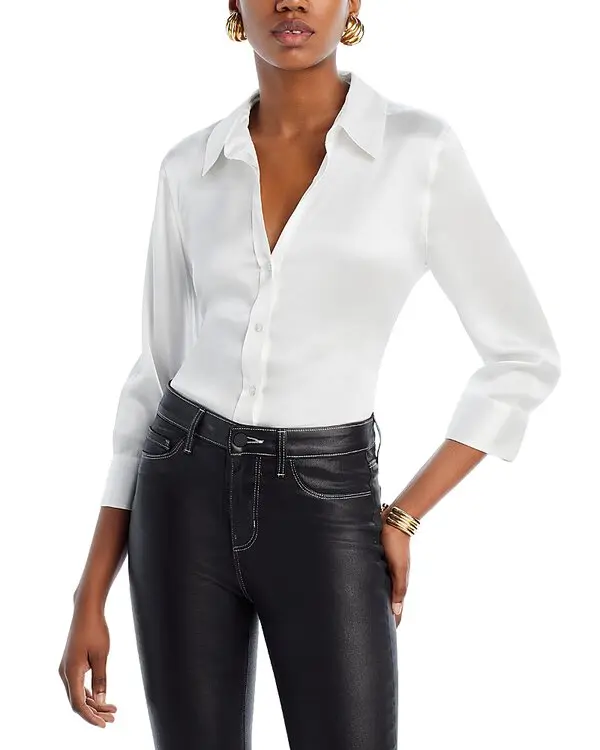 L'Agence Dani Silk Charmeuse Blouse - Ivory
