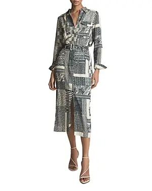 REISS Kirby Light Ground Ditsy Midi Dress