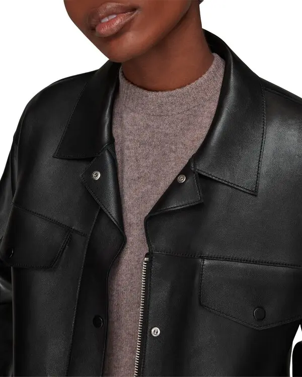 Whistles Clean Bonded Leather Jacket - Black