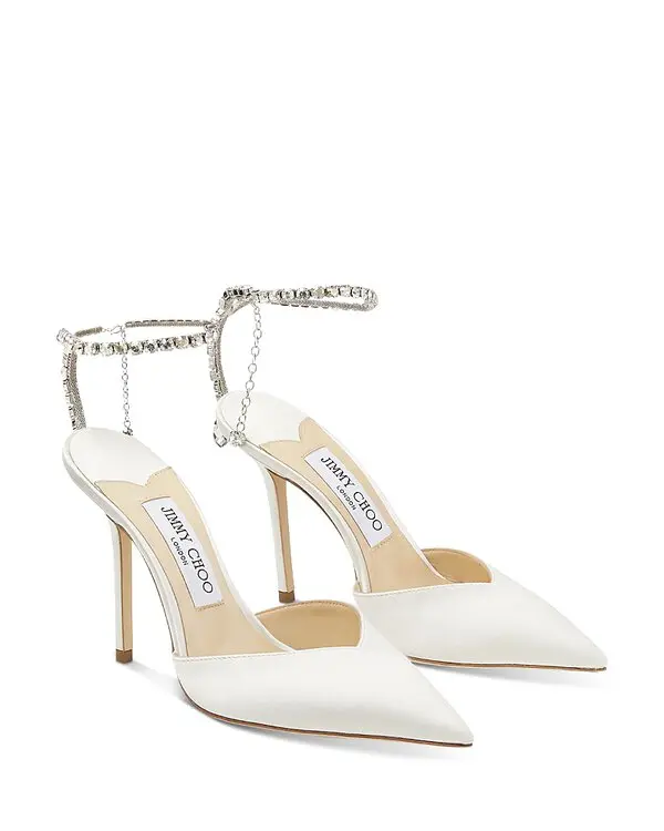 JIMMY CHOO Saeda 100 Embellished Pumps - Ivory/crystal